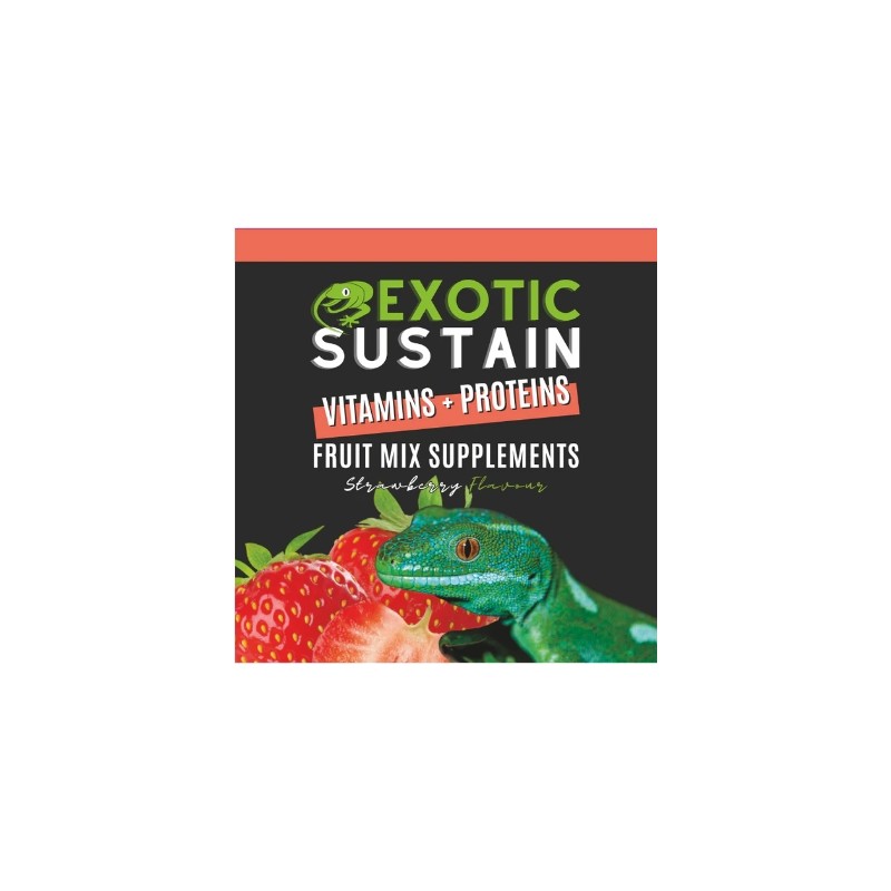 Strawberry flavored powdered food for fruit-eating animals