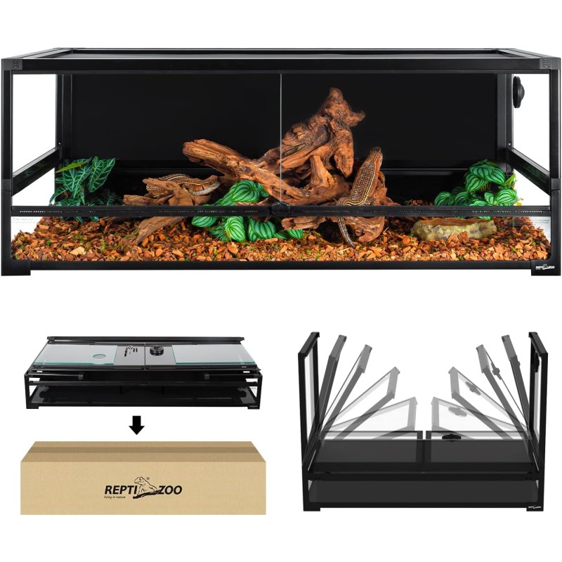 Reptizoo Glass Terrarium with PVC Background